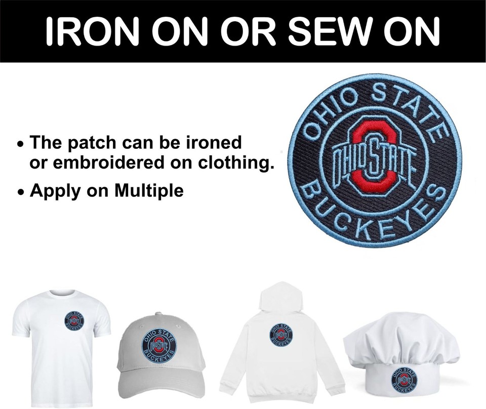 Ohio State Buckeyes NCAA Team Logo Iron On Patch-Sew Patch-Embroidered ...