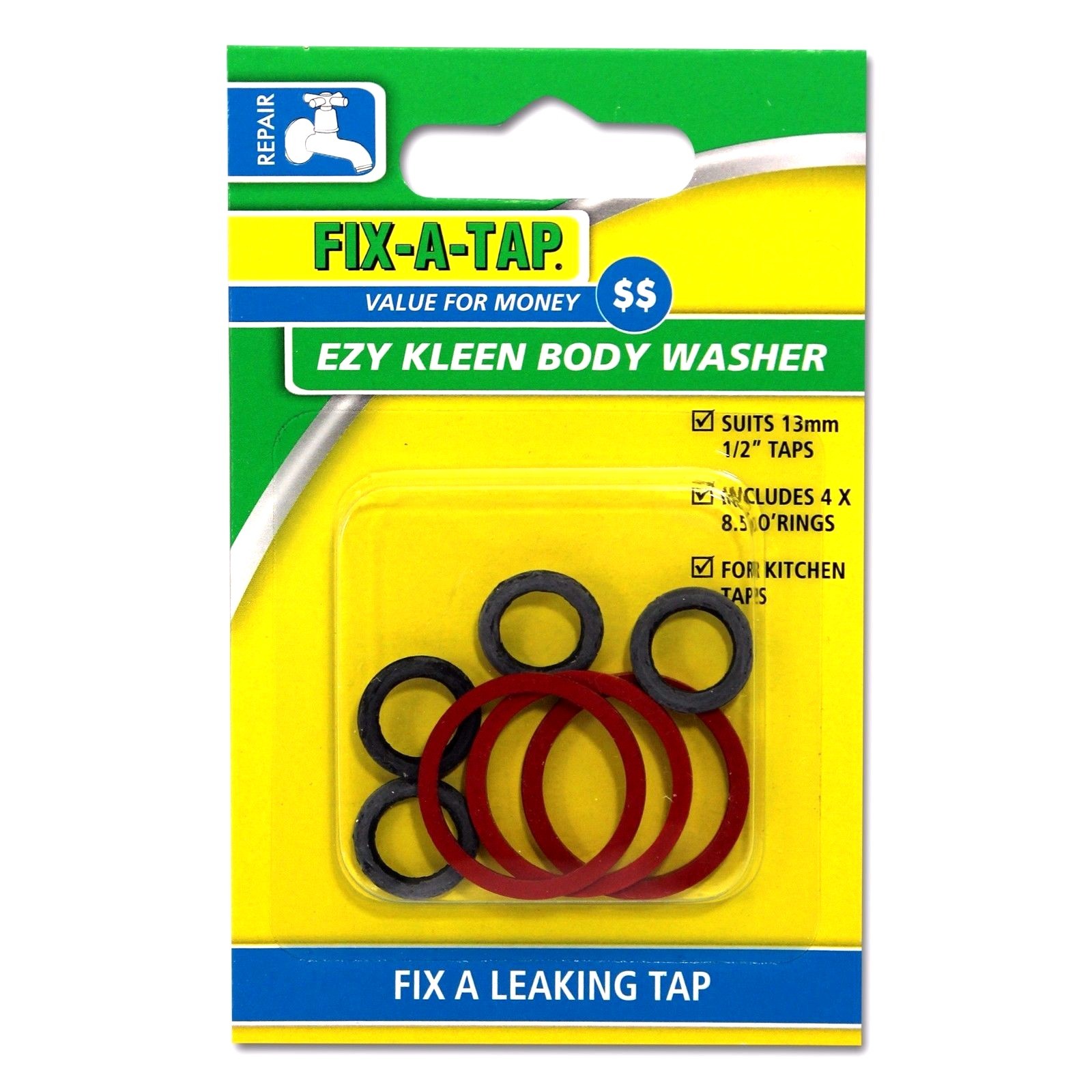 Fix-A-Tap Ezy Kleen Body Washer & 4 x 8.5 O-Rings for 13mm 1/2" Taps ...