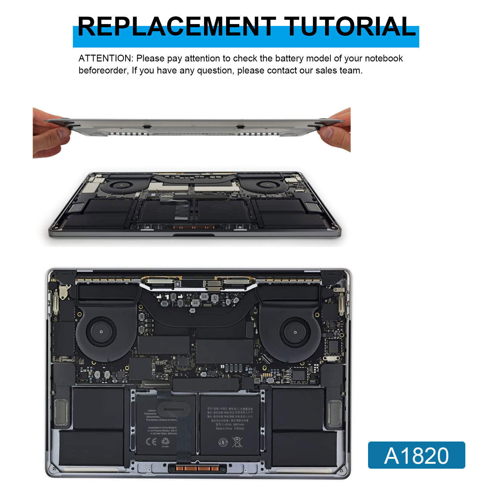 A1707 A1820 Battery for MacBook Pro 15" Late 2016 Mid 2017 EMC 3072 ...