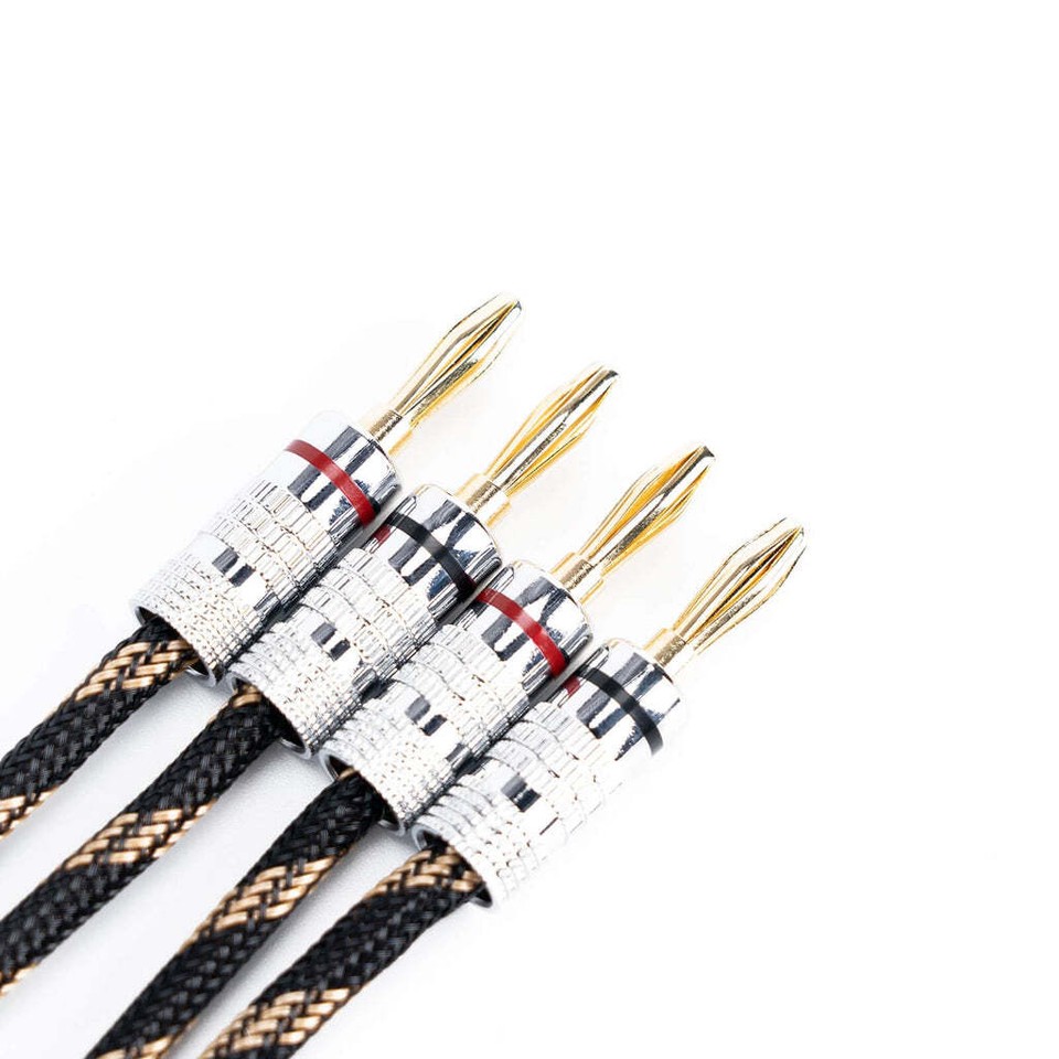 2PCS 1.8M Fosi Audio Nylon Braided Hi-Fi Speaker Cable With Gold-Plated ...