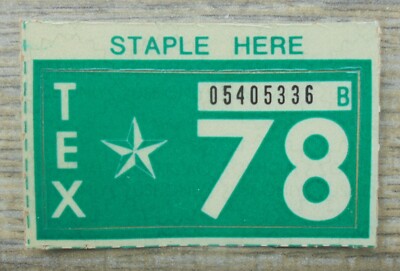 1978 TEXAS PLATE RENEWAL STICKER PASSENGER NEW/UNUSED | eBay