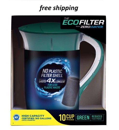 ZeroWater EcoFilter 10 cups Clear/Green Water Filter Pitcher ...