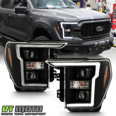 For 2021-2023 Ford F150 Halogen Upgrade LED Tube Projector Headlights ...