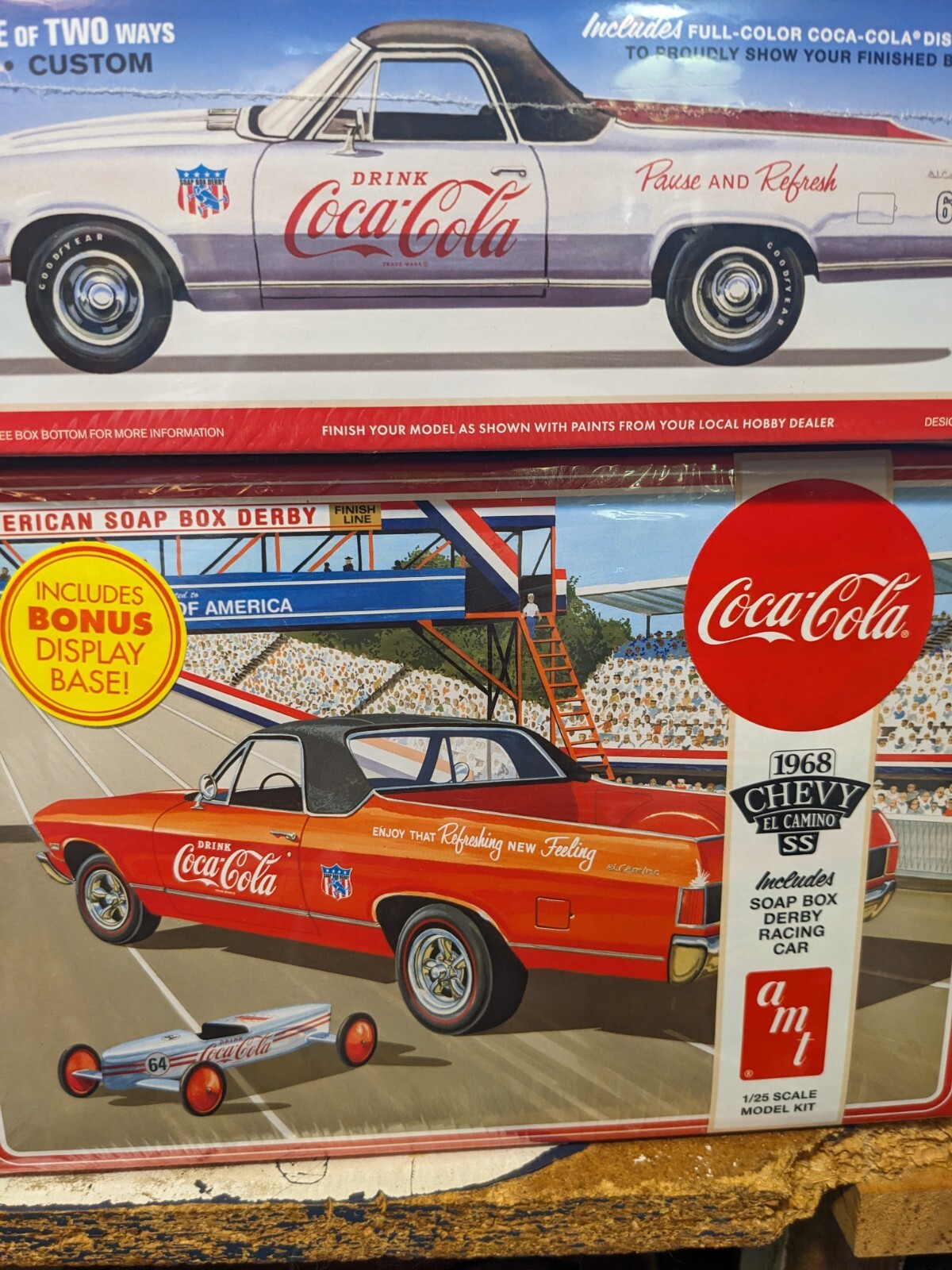 AMT 1362 Coca Cola 1968 Chevy El Camino SS W/ Soap Box 1:25 Model Car ...