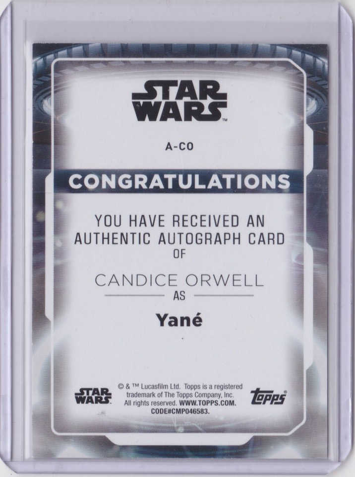 2021 Topps Star Wars Battle Plans Autograph Candice Orwell as Yané | eBay