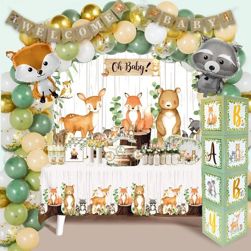 MEGA 257 Pc Woodland Baby Shower Decorations Boy & Girl Kit, Forest ...