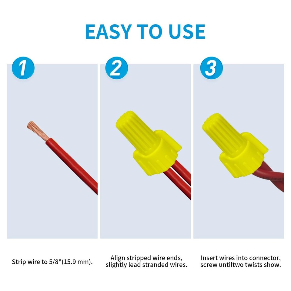 Yellow Winged Wire Connectors Nuts 500 PCs, Dicio Twist Wire Cap ...