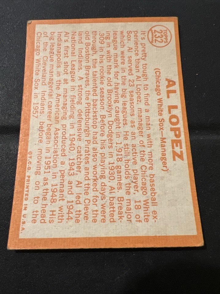 1964 Topps Baseball Card #232 - Al Lopez!! | eBay
