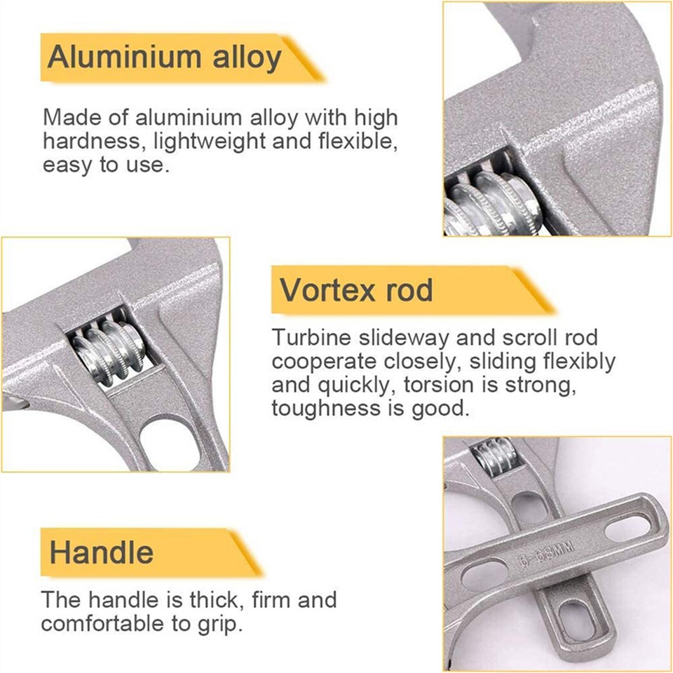 2 In 1 Heavy Duty Wide Mouth Wretch Spanner Pipe Adjustable Jaw Opening ...