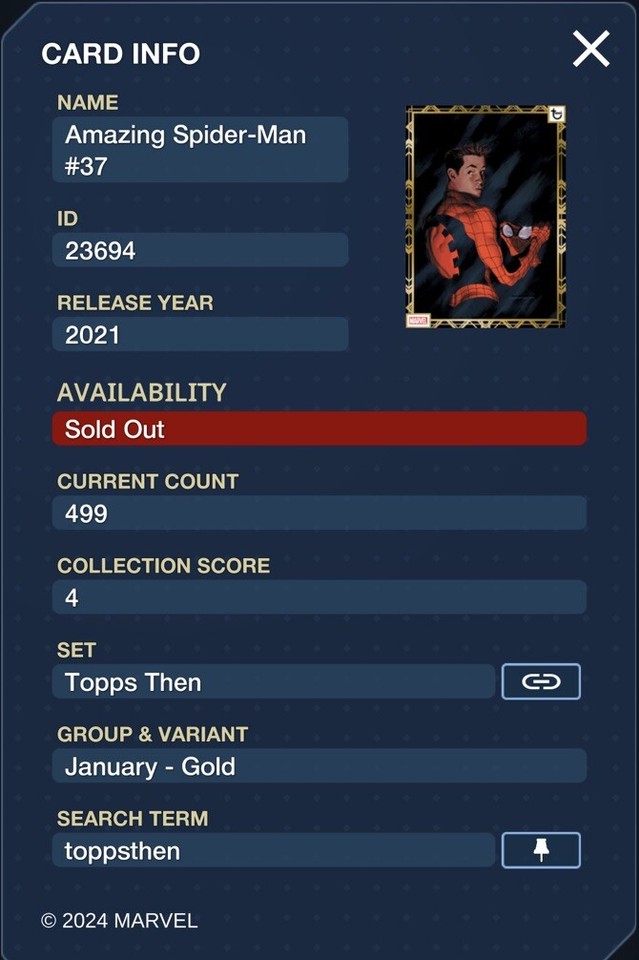 Topps Marvel Collect 2022 Topps Then Jan Amazing Spider-Man #37 Gold SR ...