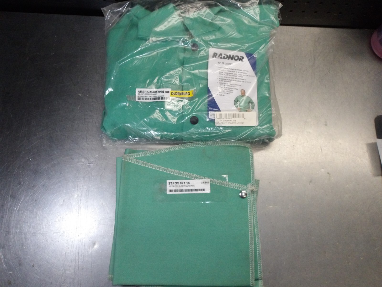 1 NEW! Radnor 4XL 30" Fire Retardant Welding Jacket & 4 18" Snap ...