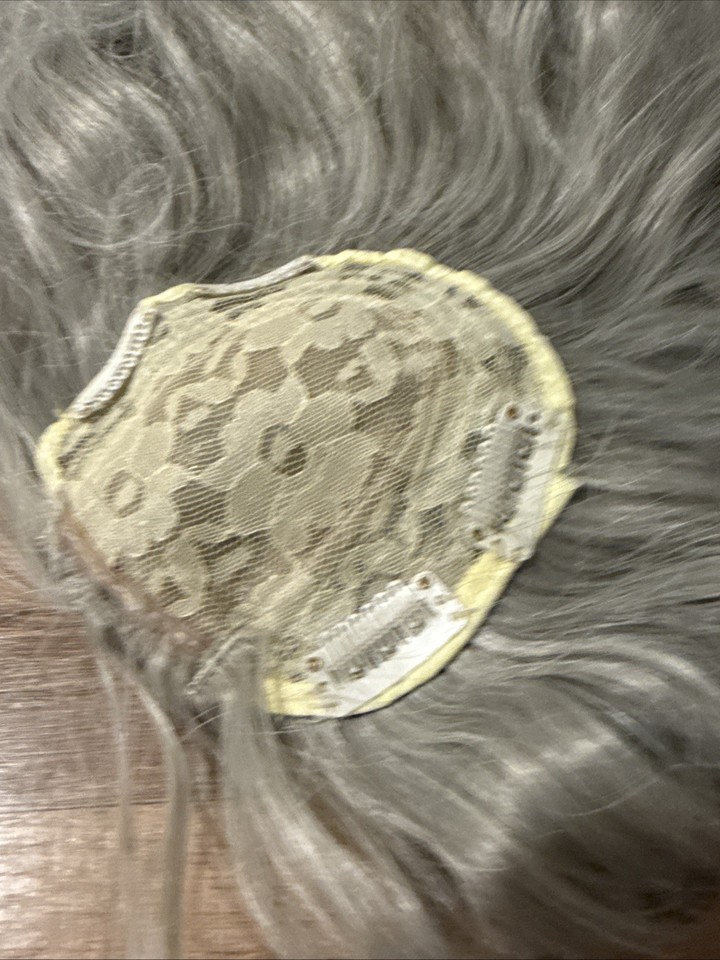 Synthetic Long Gray Wiglet Crown Topper Wavy 15”+ Clip In | eBay