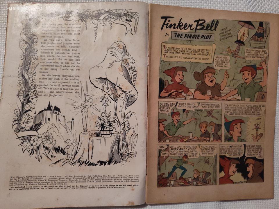 Dell 1958 Disney Lot of 5 Donald Duck & Tinker Bell Comic Books 10 Cent ...