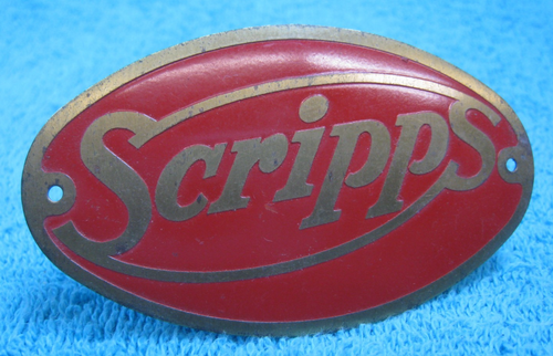 Vintage 1920's Brass SCRIPPS Script Oval Shaped Emblem or Badge | eBay