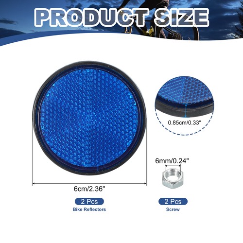 2 Pcs Round Rear Reflectors, Reflective Warning Reflector with M6 Screw ...