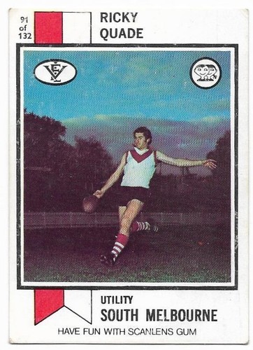 1974 Scanlens (91) Ricky QUADE South Melbourne (Very Good) | eBay