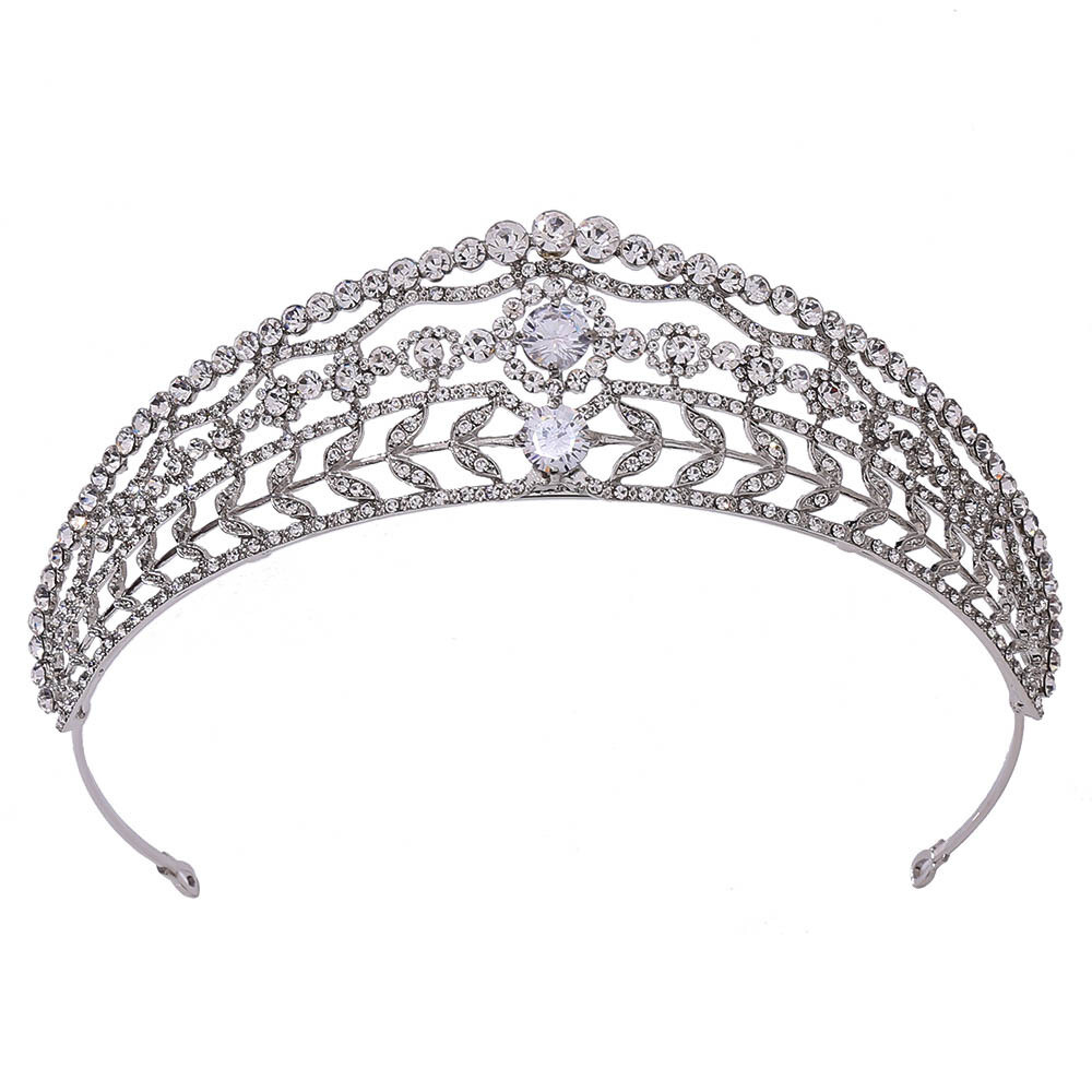 4.3cm Tall CZ Crystal Tiara Crown Wedding Bridal Queen Princess Prom ...