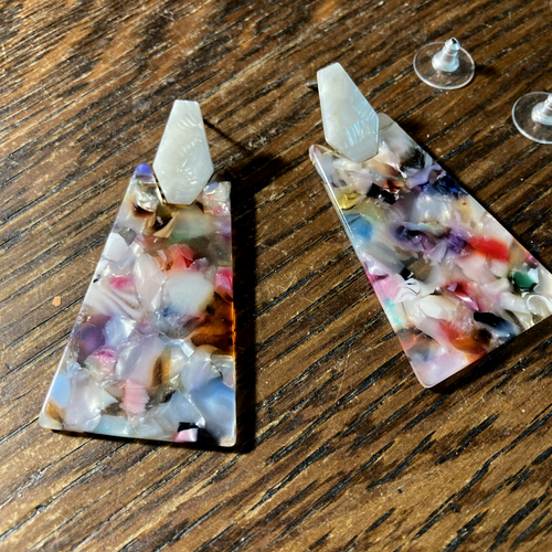 Multicolored Acrylic Earrings in Triangle Shape | eBay