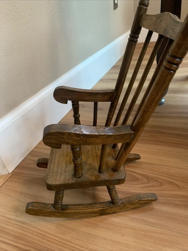 Vintage Wooden Doll Bear Rocking Chair Brown 16 Inches Tall | eBay