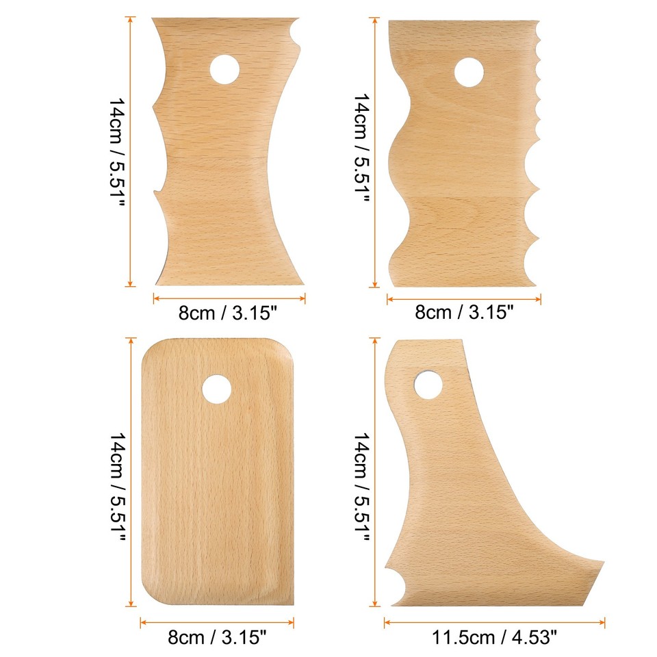 4pcs Pottery Ribs Trimming Tools Beech Pottery Profile Bundle Big Wave ...
