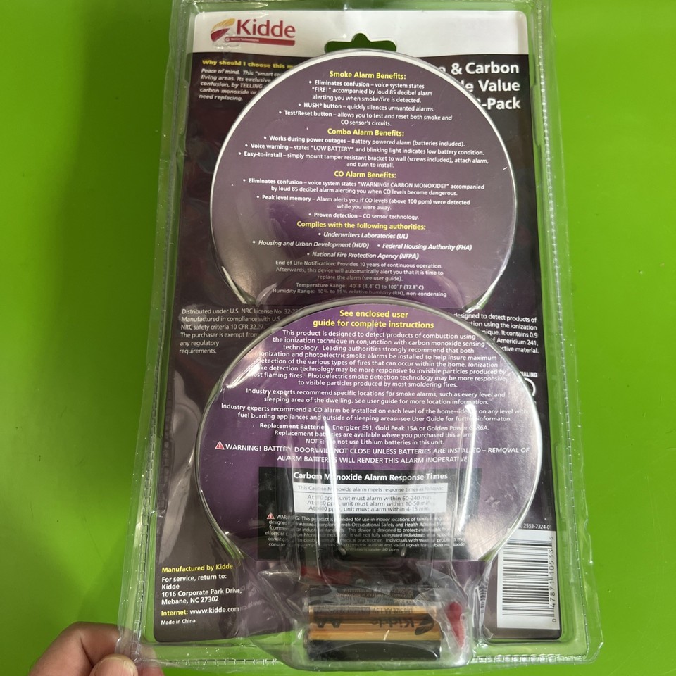 NEW 2-Pack Kidde Intelligent Voice Alarms Smoke & Carbon Monoxide KN ...