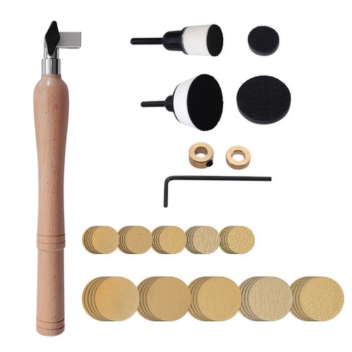 Bowl Sander Set 50pcs Sandpaper Discs Bowl Sanding Tool with Handle ...