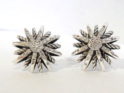 DAVID YURMAN SS LARGE 17mm STARBURST DIAMOND EARRINGS | eBay
