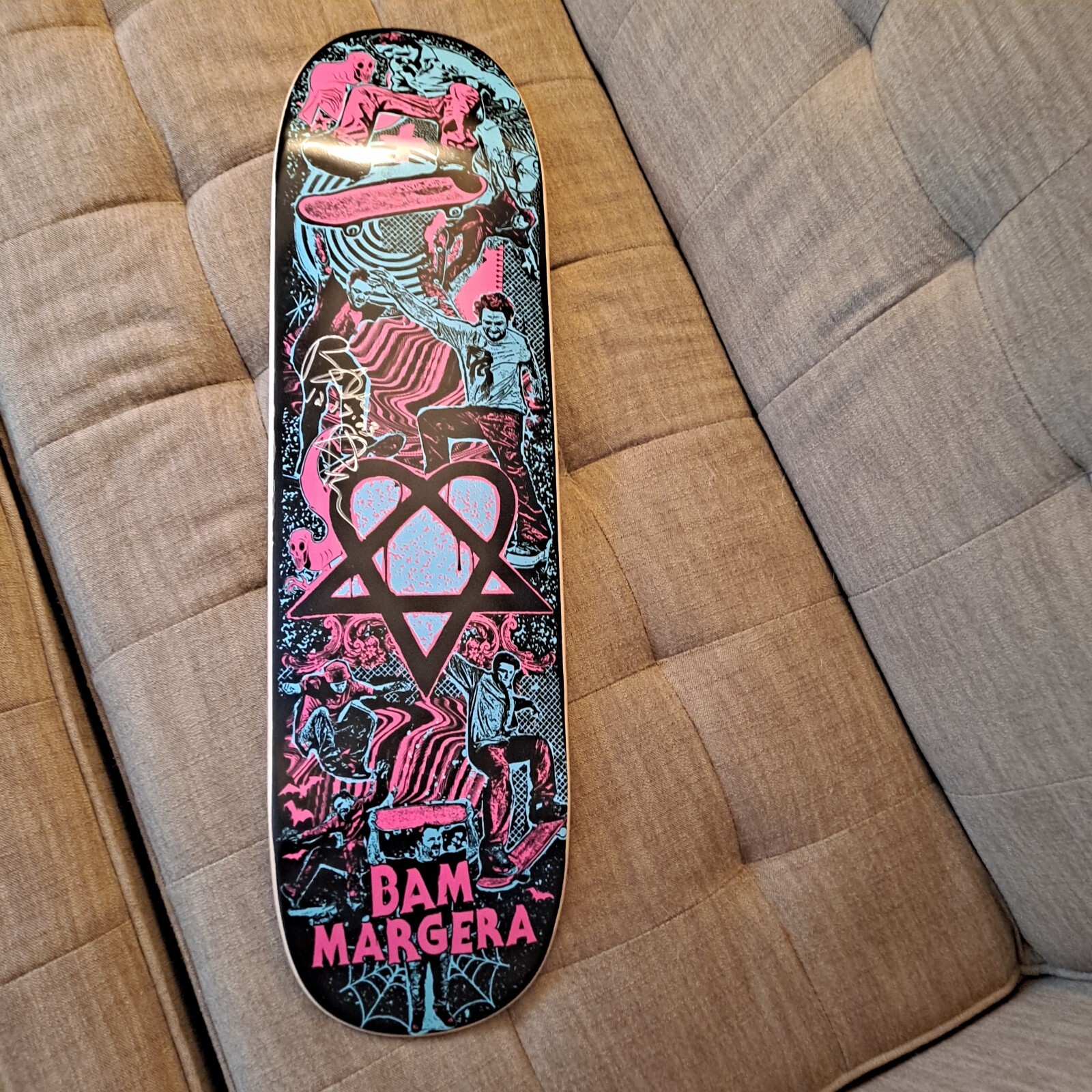 BAM MARGERA AUTOGRAPHED SKATEBOARD DECK SIGNED SPOOKALA PROOF CKY LE ...