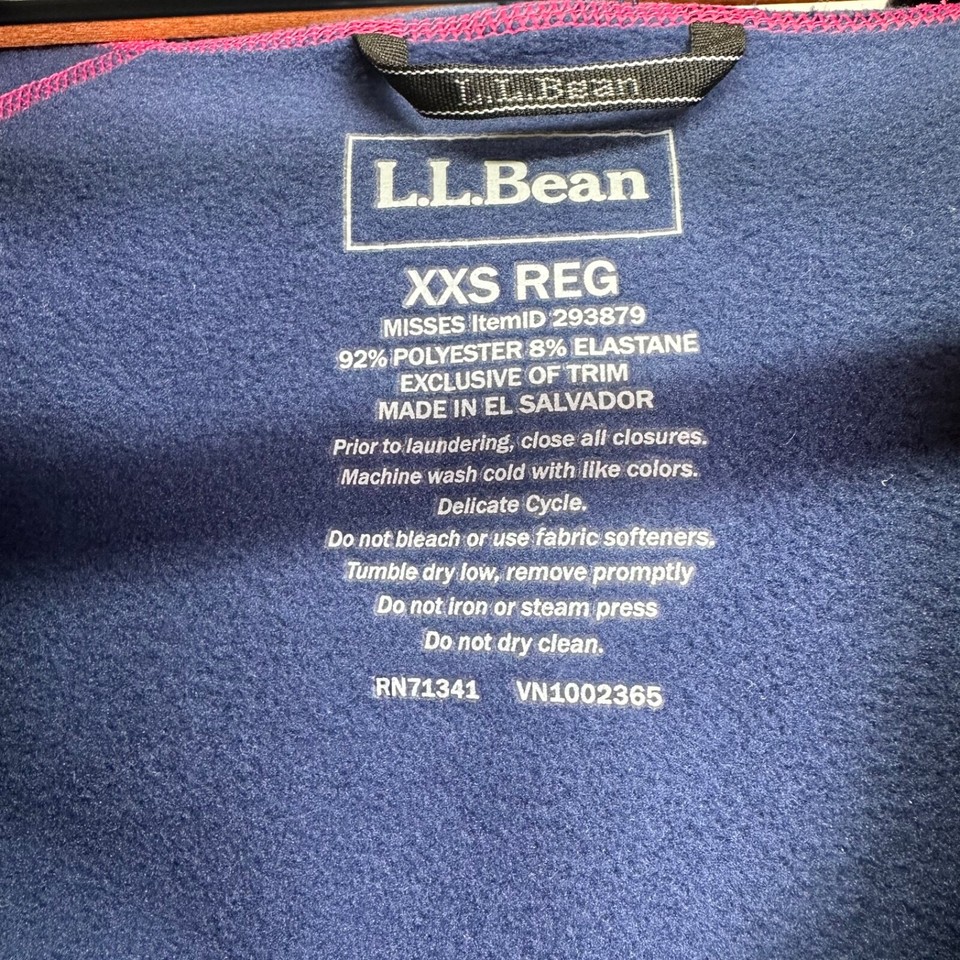 LL Bean Womens 2XS ProStretch Fleece Blue Rain Wind Breaker Jacket | eBay