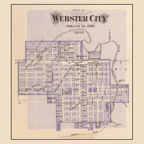 1875 Town Map of Webster City Hamilton County Iowa | eBay