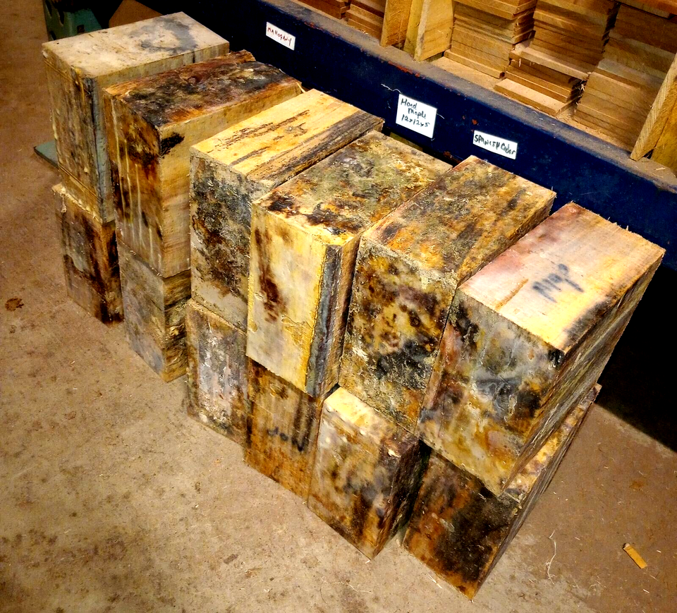 ONE (1) SPALTED MAPLE BOWL BLANK LATHE TURNING BLOCK WOOD 8" X 8" X 4 ...