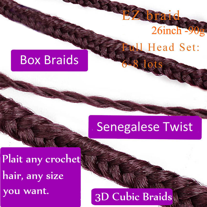 26" Real Long EZ Braid Hair Pre-Stretched Easy Braiding Itch & Bacteria ...