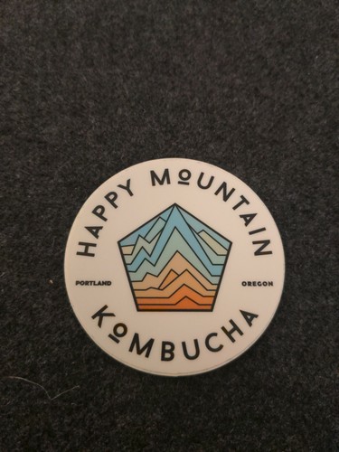 Happy Mountain Kombucha sticker decal climb hike Portland Oregon circle ...