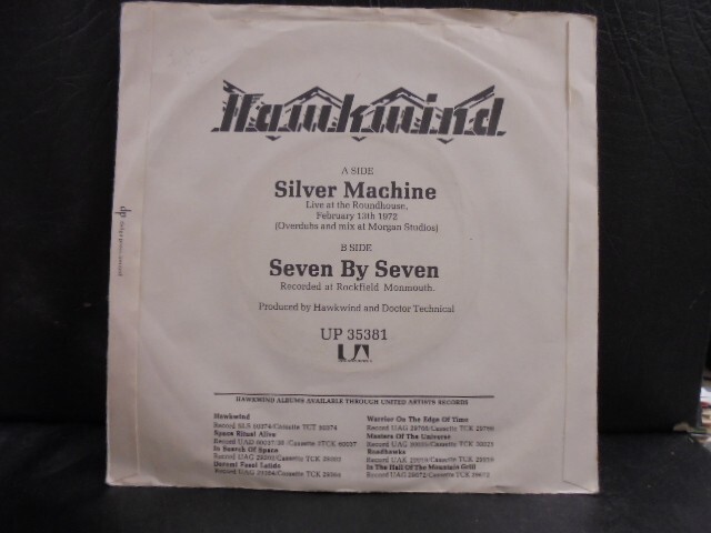 HAWKWIND " SILVER MACHINE " Or. UK UNITED ARTISTS 7" EX+ COND.I Or.PIC ...