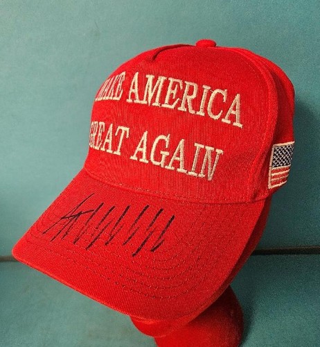 PRESIDENT DONALD TRUMP SIGNED AUTOGRAPH HAT w/ COA MAKE AMERICA GREAT ...