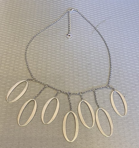 ELLE 925 Sterling Silver Necklace Oval Dangling Rings Designer 16" Chain | eBay