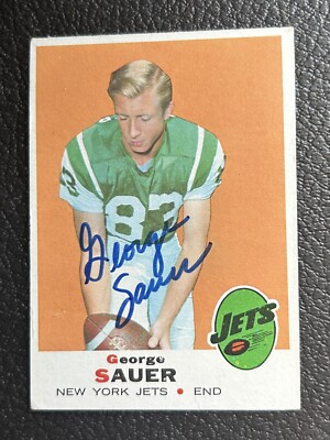 George Sauer Jr. SIGNED Autographed 1967 Topps Card # 101 New York Jets ...