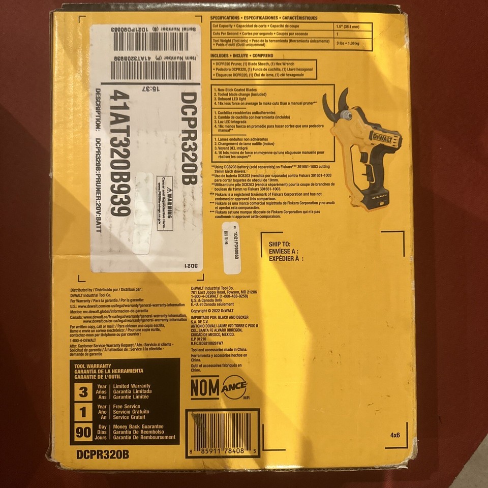 DEWALT DCPR320B 20V MAX 1.5" Cordless Pruner - Yellow 885911784085| eBay