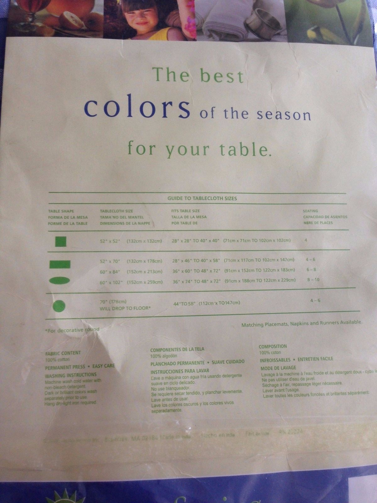 Homewear & Sunweave Table Linen Tablecloth, 60"x84", Various Colors | eBay
