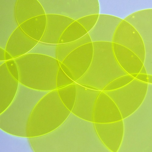 Round Vinyl Shape 70mm Yellow Go Go Fluorescent Edge Glow | eBay