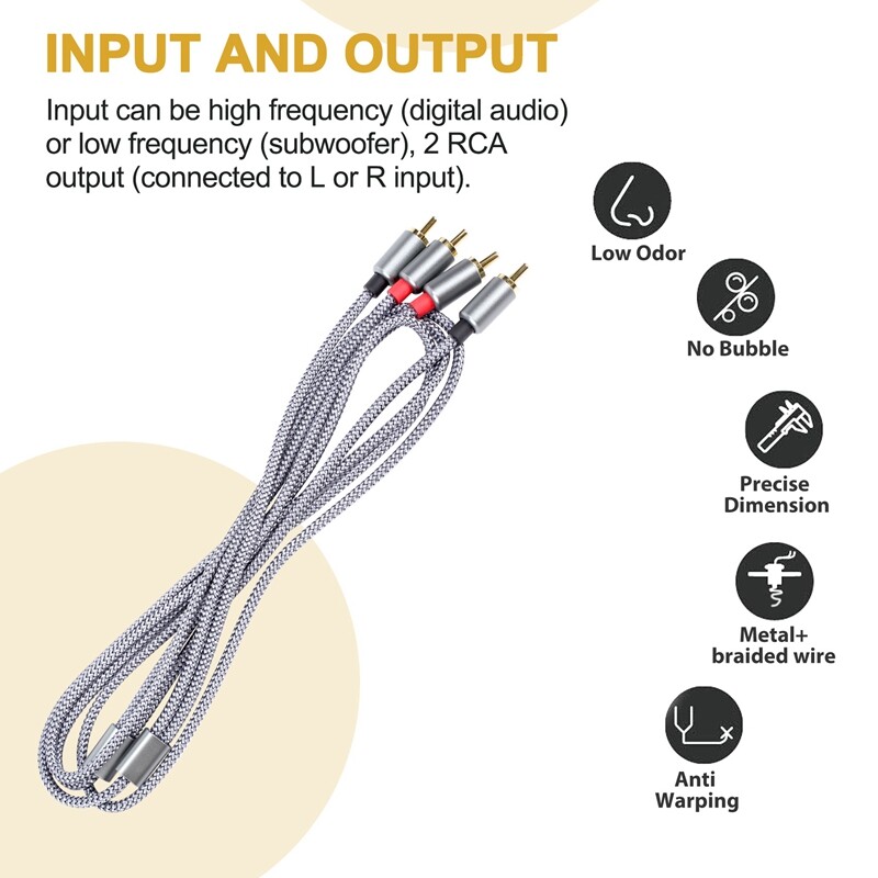 RCA Stereo Cable, [6Ft/1.8M, Dual Shielded Gold-Plated] 2RCA Male to ...