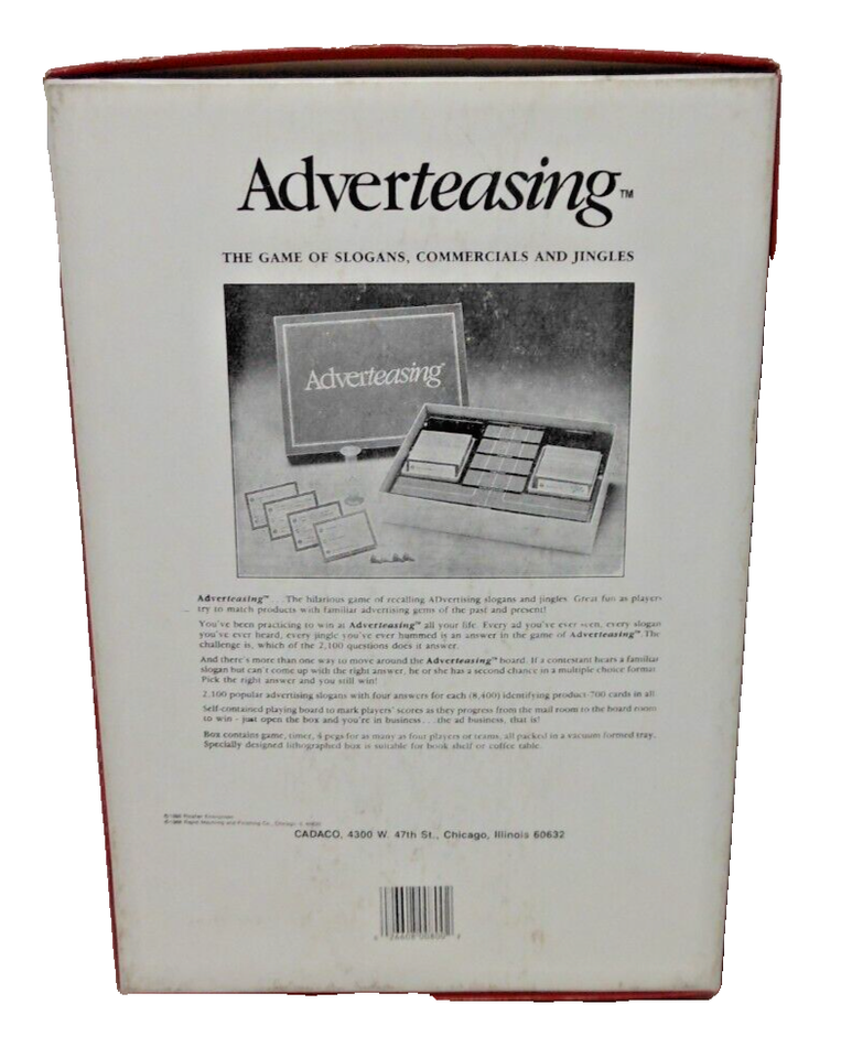 VINTAGE ADVERTEASING GAME OF SLOGANS, COMMERICALS & JINGLES - CADACO ...