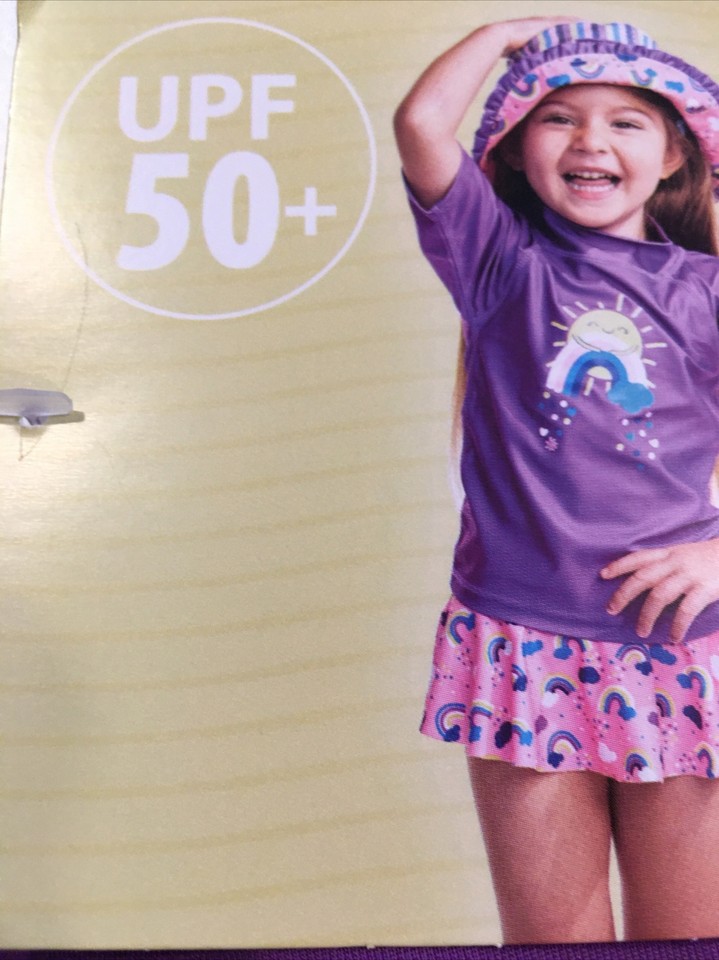 UV SKINZ UPF 50+ Girl's Size 12/18m Purple Rain Or Shine 3-Piece Swim ...