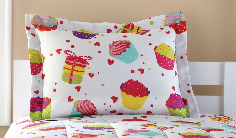 7 Piece Cupcake Girls Full Bedding Set Bed in Bag Comforter Sheets ...