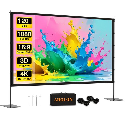 Outdoor Projector Screen with Stand - 120 inch Portable Projector ...