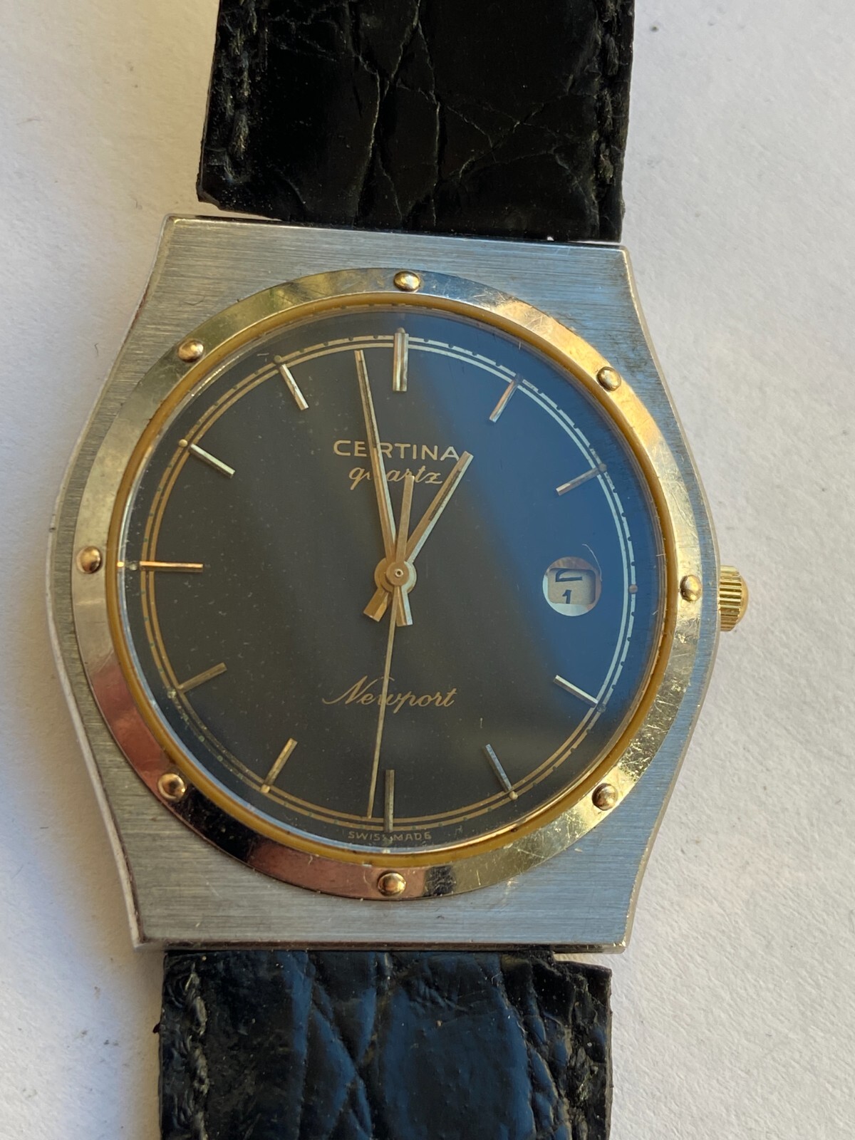 Vintage RARE MEN WATCH QWARTZ CERTINA NEWPORT DATE CAL ETA 955 414 | eBay