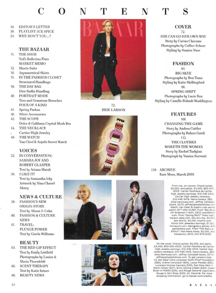 Harper's Bazaar Magazine Brie Larson Summer Fashion Donatella Versace ...