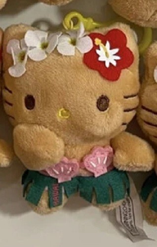 Hello Kitty cartoon Plush 10cm Keychain Creative Skin Color Hawaii ...