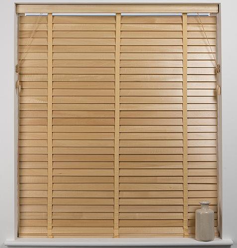 UNIVERSAL Hard Wood Venetian Blinds- Natural Finish- 50mm Slats- 60cm ...