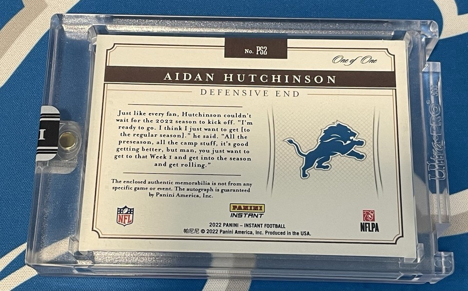 2022 AIDAN HUTCHINSON 1 Of 1 NFL SHIELD AUTOGRAPH SEALED ROOKIE CARD ...